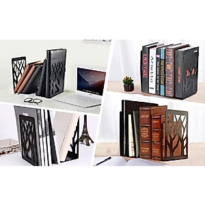 Ruoxian 3 Pairs Tree Branches Book Ends Metal Nonskid Bookends Heavy Duty Bookshelves Organizer Office Book Ends for Shelves, Bookend, Book Ends for Heavy Books (Black-3 Pairs)