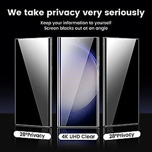 MOHAVE [Auto Alignment] Privacy Screen Protector Designed for SAMSUNG Galaxy S23 Ultra 6.8" [Ultrasonic Fingerprint Support] - Sensor Protection / 2 Pack, Anti Spy Film, Daily protection, Crystal Clear, Touch Responsive, Case Friendly