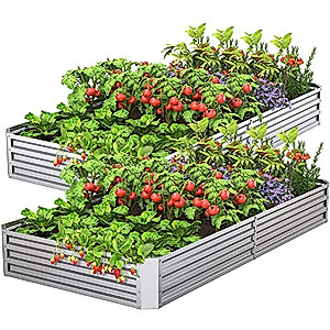 Mr IRONSTONE 2 pcs 6x3x1ft Galvanized Metal Raised Garden Bed for Vegetables, Outdoor Garden Raised Planter Box, Backyard Patio Planter Raised Beds for Flowers, Herbs, Fruits