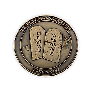 Ten Commandments Coin, I Am The Lord Your God, Exodus 20:1-7. Token to Keep God’s Commands in Your Pocket or Purse. Antique Gold-Color Plated Challenge Coin. Handout for Sunday School or Bible Study.