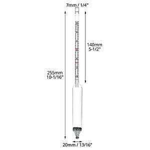 QWORK Dual Scale Maple Syrup Hydrometer with Durable Glass and Food Grade Alloy Ballast - 2 Sets 9-3/4" Easy-Read Instrument for Precise Maple and Cane Syrup Production, Includes Storage Container