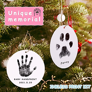 Leinuosen 14 Pcs Paw Print Kit Ink Pad for Pet Dog Hand Foot Prints Inkless Clean Touch Ink Pad with 4 Pcs Paw Print Ink Pads and 10 Pcs Cards Family Memory Gift(Black)