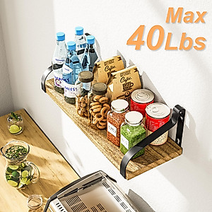 Love-KANKEI Floating Shelves Wall Mounted Set of 3, Rustic Wood Wall Storage Shelves for Bedroom, Living Room, Bathroom, Kitchen, Office and More Carbonized Black