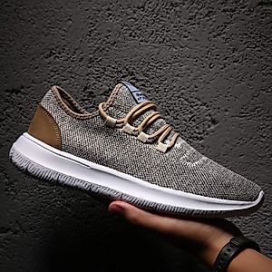 KEEZMZ Men's Running Shoes Fashion Breathable Sneakers Mesh Soft Sole Casual Athletic Lightweight (13, Beige)