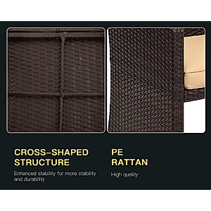 FDW Outdoor Patio Furniture Sets,4 Pieces Rattan Chair Sets Wicker Conversation Sets Lawn Chairs Porch Poolside Balcony Garden Outdoor Furniture,Brown