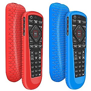 2 Pack Case for Dish Network Remote 52.0/54.0, Silicone Cover for Dish TV Remote Controller Skin Protective Universal Replacement Rubber Sleeve Protector(Red,Blue)