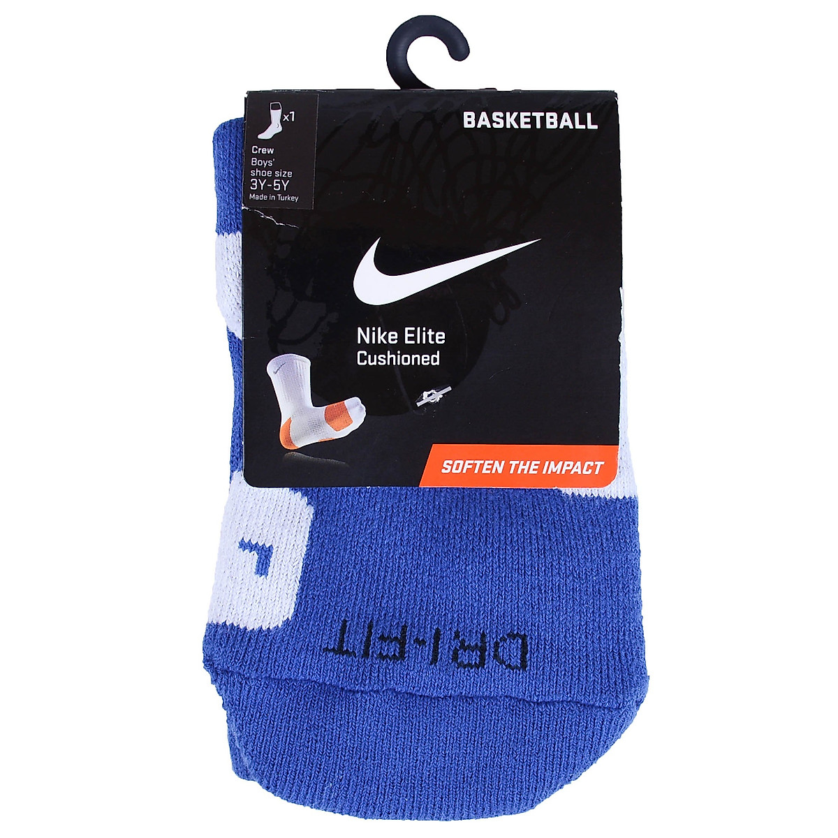 NIKE Elite Basketball Crew Socks-Small, Game Royal/White