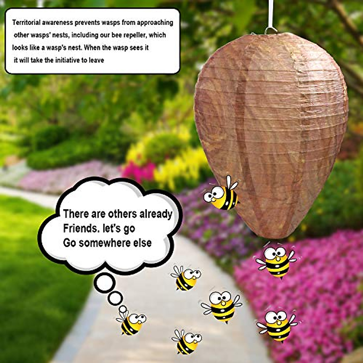 4 Pack Wasp Nest Decoy Hanging Wasp Deterrent for Wasps Hornets Yellow Jackets