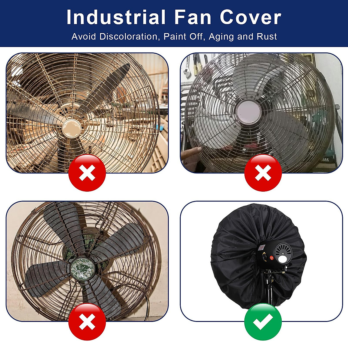 Industrial Fan Cover, Outdoor Fan Cover, Heavy Duty Waterproof & Dustproof Fan Cover for 16-20" Stand Pedestal Fan, Wall Mount Fan and Outdoor/Patios Use Fans, Suitable for Indoor Outdoor