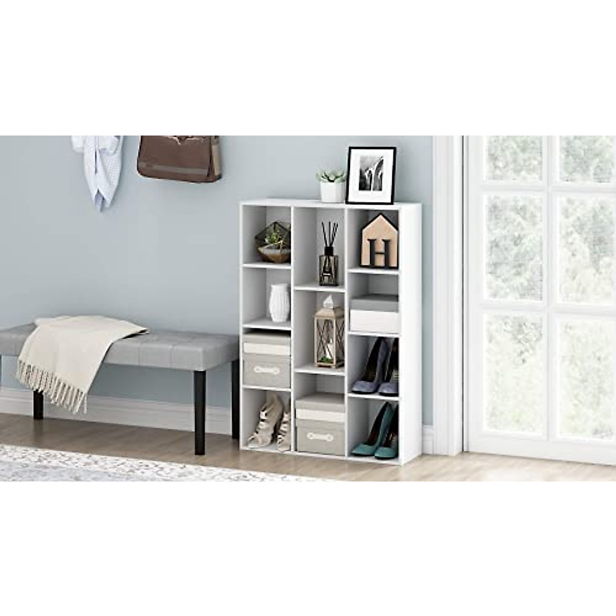 Furinno Luder Bookcase / Book / Storage , 11-Cube, White