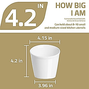 Sweejar Kitchen Utensil Holder,Ceramic Utensil Crock for Cooking Countertop, Housewarming,wedding,Gift(Gray)