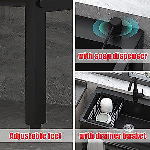 Commercial Stainless Steel Kitchen Sink, Outdoor Sink, 1 Compartment Free Standing Utility Sink Heavy Duty Floor Mounted Wash Station with Faucet and Storage Shelves for Indoor Outdoor ( Size : 60*45*