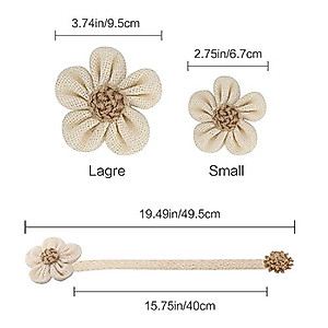 Lewondr Magnetic Window Curtain Rope Holdbacks, 2 Pieces Simple and Elegant Sunflower Decorative Knitted Cord Drapery Holder Curtain Tieback Accessories for Home Office Decor, Large - Cream&Beige
