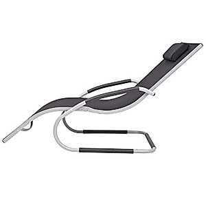 CKioict Sun Lounger,Leisure Chairs,Outdoor Pool Furniture,Suitable for Other Outdoor Living Space, Pool Deck, Garden, Patio, Patio with Pillow Aluminum and Textilene Black