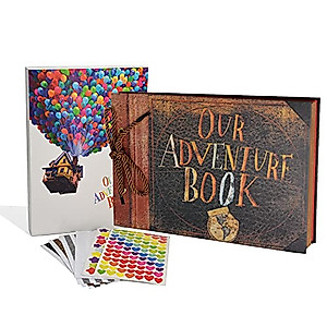 Scrapbook Photo Album, Photo Book, Our Adventure Book, Scrap Book with Hard Cover Movie Up Travel Scrapbook for Anniversary, Wedding, Travelling (Our adventute)