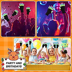 Glow LED Gloves for Kids and Adults, LED Flashing Rave Gloves Finger Light Gloves with Multi Modes, Colorful Light Up Warm Gloves for Party, Christmas, Birthday. Stocking Stuffers for Kids