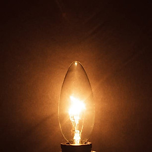 MMBGJKG 40W Incandescent Torpedo Tip Chandelier, Incandescent Clear Dimmable Light Bulbs and Medium E26 Candelabra Base,Transparent Candle Light Bulbs for Chandeliers, Ceiling Fan Lights (6)