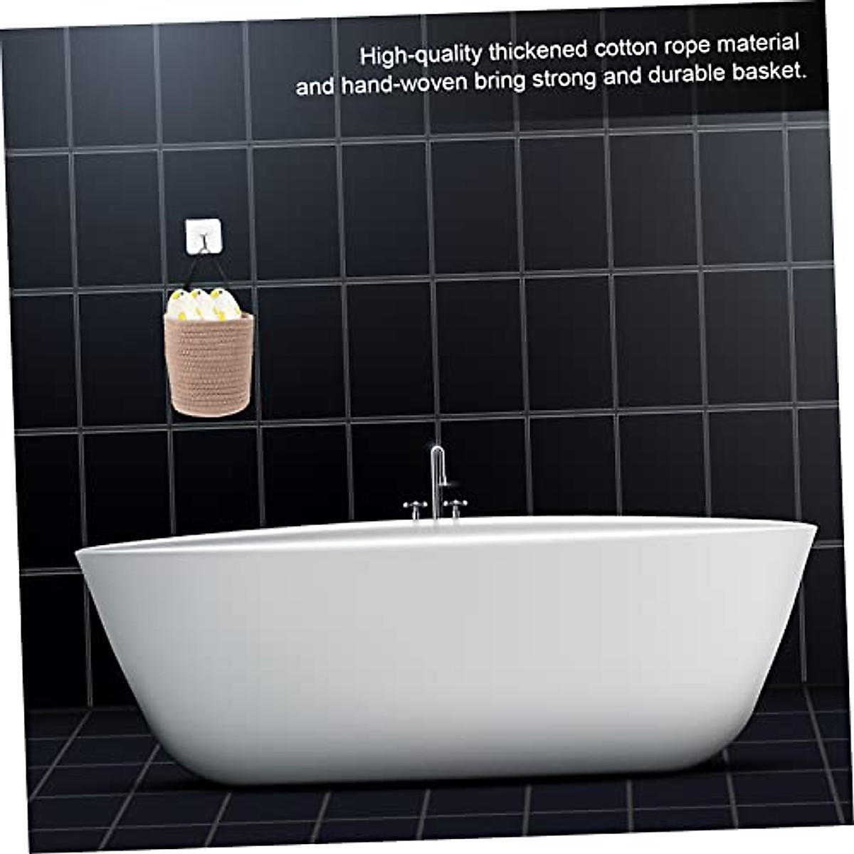 Cabilock 2 pcs Cotton Rope Woven Basket laundry woven bucket bathroom wall organizer round basket Rope planter basket empty gift basket toy basket with handles fabric bin hanging toy box