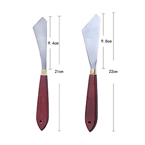 2 Pcs Stainless Steel Palette Knives Wood Handle Art Knives Acrylic Painting Knives Painting Art Scrapers for Oil Canvas Painting