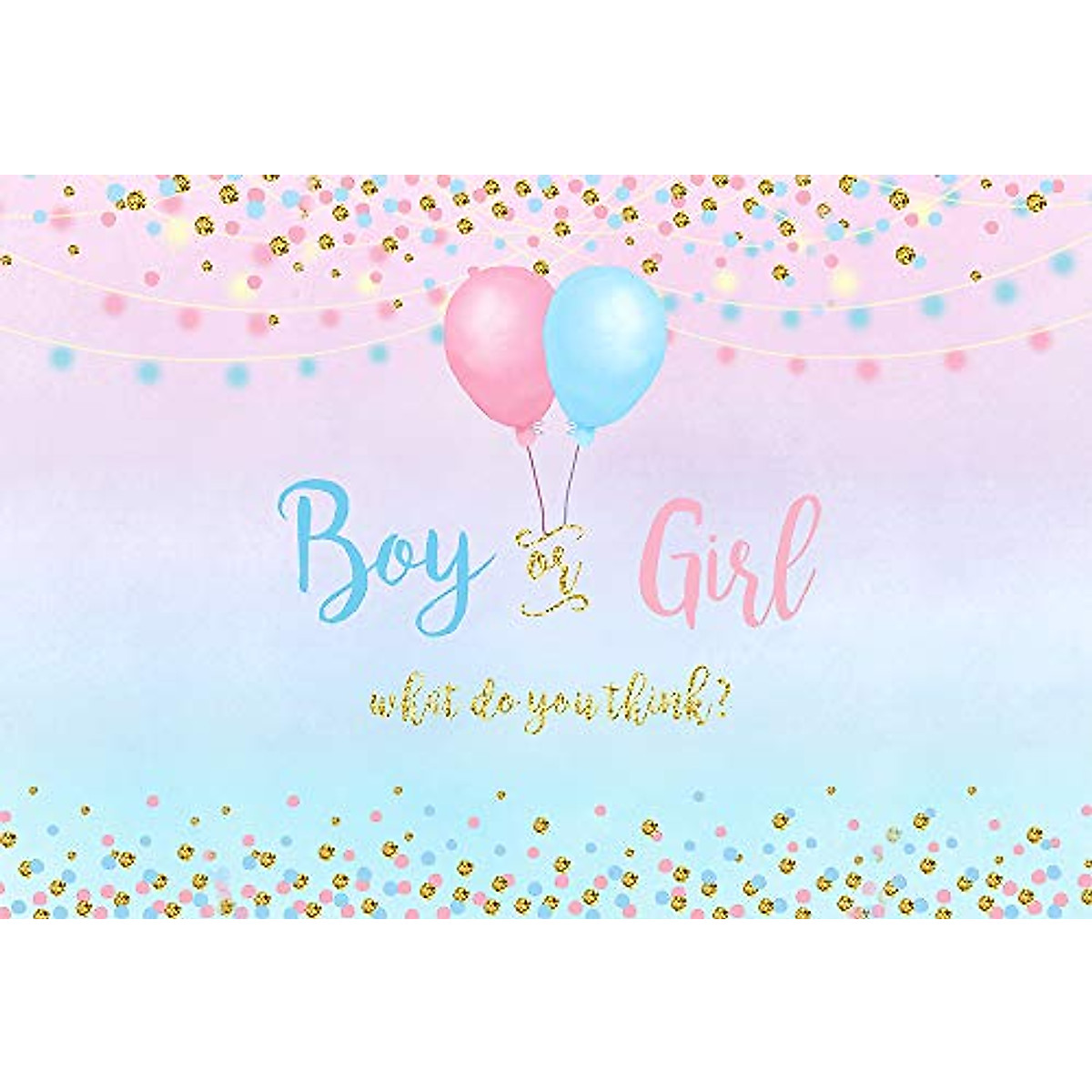 Boy or Girl Gender Reveal Backdrop Blue Pink Dots Balloon Photography Background 7x5ft Vinyl Gender Reveal Baby Shower Party Banner Backdrops W-1860
