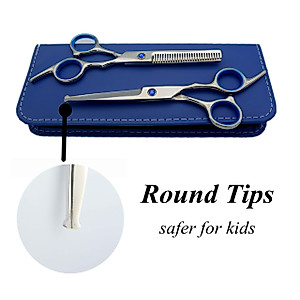 LIGICKY Baby Hair Cutting Scissors Set Professional Safety Round Tip Stainless Steel Hair thinning Shears Bang Hair Scissor for Kids/Salon/Home