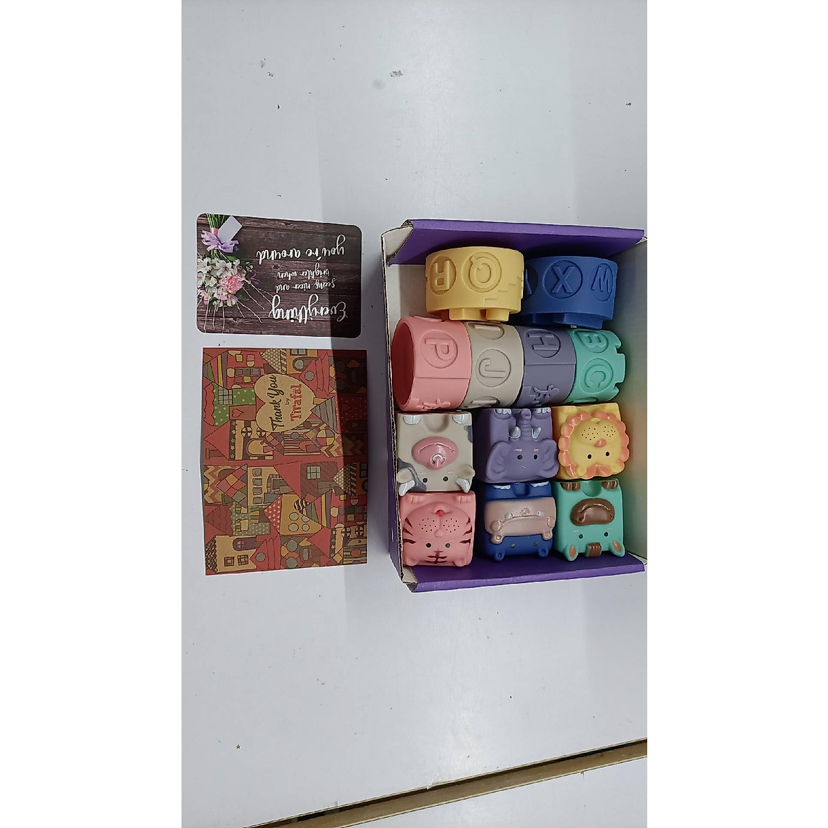 Baby Soft Blocks, Stacking Building Blocks, Teething & Squeezing Dinosaur Toys for Babies, Montessori Blocks with Numbers Animals Fruits, Soft Baby Toy for Baby Infants Toddlers Age 6 to 12 Months Up.