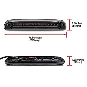 Led Third Brake Light Replacement for 1999-2016 Ford F250 F350 Super Duty 95-03 Ranger Red LED Strobe Rear 3rd Brake Center High Mount Stop Lamp + White Cargo Light Kit Euro Smoked Lens