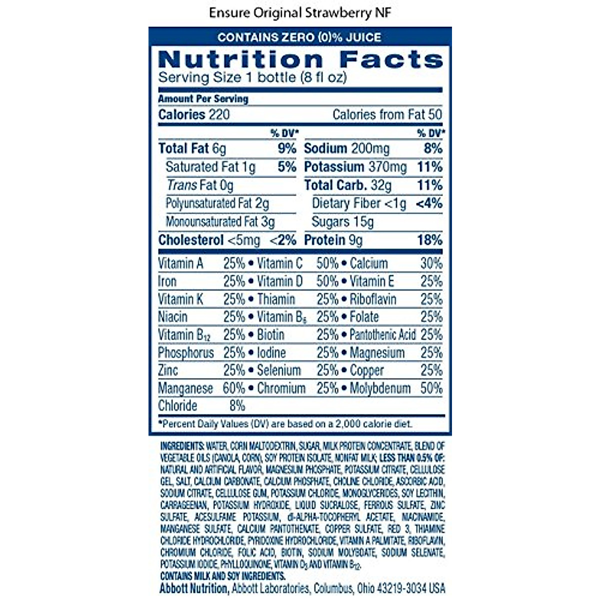 Ensure Original Nutrition Shake, Strawberry, 8 Ounces, 6 Count