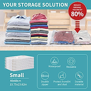 AirBaker 10 Pack (Medium) Vacuum Storage Bags, Space Saver Sealer Bags for Clothes Comforters Blankets Pillows with Travel Hand Pump