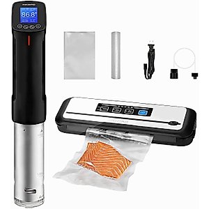 INKBIRD WiFi Sous-Vide Cooker & Vacuum Sealer with Full Starter Kits Automatic PowerVac Air Sealing Machine for Food Preservation| 1000 Watts Sous vide Machine with Recipes, Precise Temperature &Timer
