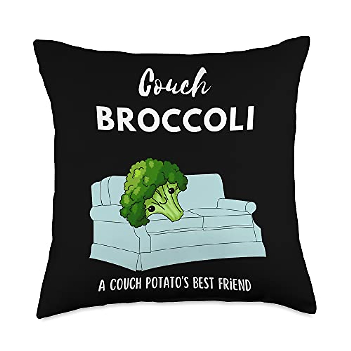 Funny Couch Potato BFFs Funny Broccoli, Couch Potato's Best Friend Throw Pillow, 18x18, Multicolor