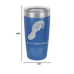 LaserGram 20oz Vacuum Insulated Tumbler Mug, Manatee, Personalized Engraving Included (Dark Blue)