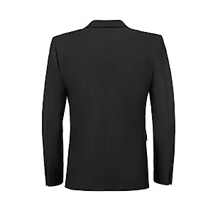 Black Blazer for Men Slim Fit Mens Sport Coat Two Button Solid Color Jacket Blazer Suit for Business Casual L