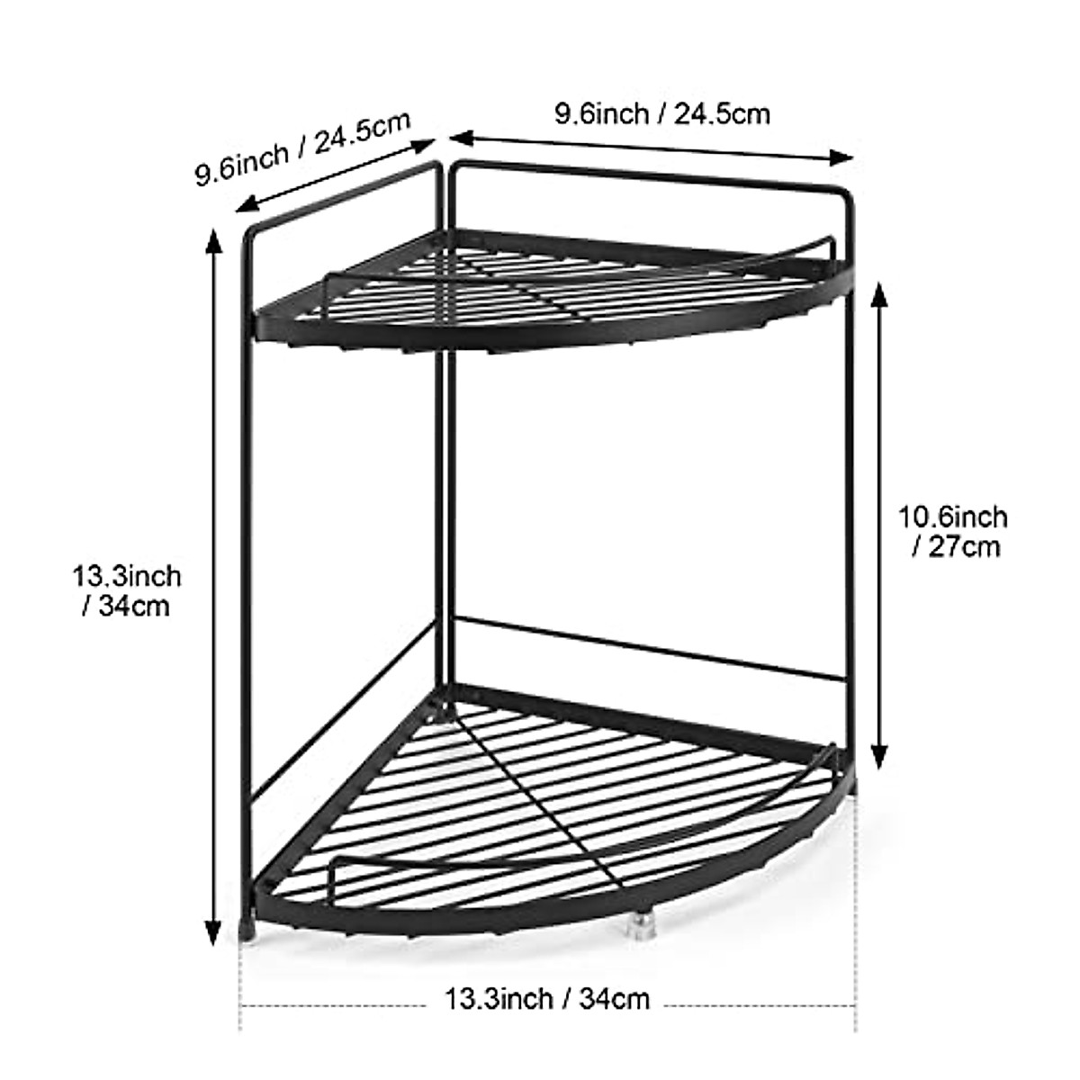 mahueeol Corner Bathroom Organizer for Countertop,2-Tier Cosmetic Holder Vanity Rack,Detachable Standing Rack Kitchen Cabinet Spice Rack Metal Bathroom Shelf for Shower Caddy Wire Shelf