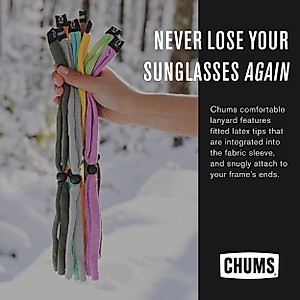 Chums Original Large Frame Cotton Retainer - Unisex Eyewear Keeper for Sunglasses & Glasses - Adjustable Fit, Washable & Made in USA (Large-End, Black)