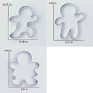 LILIAO Gingerbread Man Cookie Cutter Set Winter Christmas - 3 Piece - Gingerbread Girl, Running Gingerbread Man and Extra Large Waving Gingerbread Man Biscuit Cutters - Stainless Steel