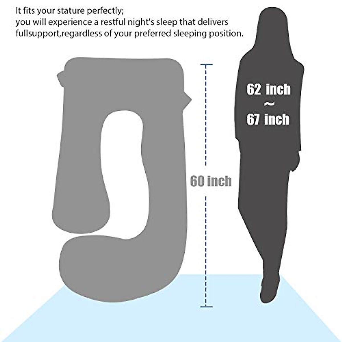 BATTOP Pregnancy Pillows Full Body Maternity Pillow for Sleeping with Cooling Washable Cover,Support for Back, Hips, Legs, Belly for Pregnant Women (Velvet-Grey)