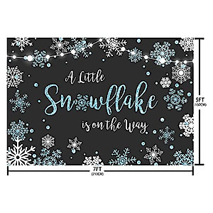 AIBIIN 7x5ft Snowflake Baby Shower Backdrop Winter Blue and Silver Snowflake Baby Shower Party Decorations Wonderland Snow Diamond Glitter Christmas Xmas Banner Photography Background Photo Props