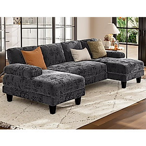 Txtin's U Shaped Sectional Couches for Living Room, 111 Inch Modular Sofa with Double Chaise, Large Lounge Couch for Apartment,Grey