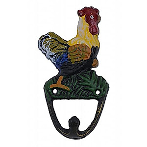 Flag Emotes Rooster & Chickens Wall Hook 3 Piece Set Colorful Painted Cast Iron Coat Hangers Rack