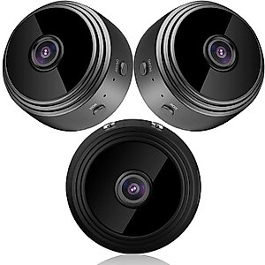 MDGLSYEE SHPTDJTIC Wireless Security Camera Mini Camera Outdoor/Indoor with Audio, Home Surveillance Camera, 1080P IP HD Build-in Battery 350mah，Infrared Night Vision, HDWIFI（3-Pack）