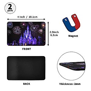 Castle with Fireworks Refrigerator Magnets, Fridge Magnets Dishwasher Magnet for Office Kitchen Cabinets Whiteboards Decorative Magnets 2 PCS