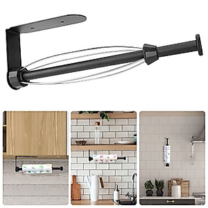 Paper Towel Holder Under Cabinet, Biupky Single Hand Operable Adhesive Paper Towel Holder Wall Mount with Damping Effect Stainless Steel Paper Towel Rack for Kitchen Bathroom