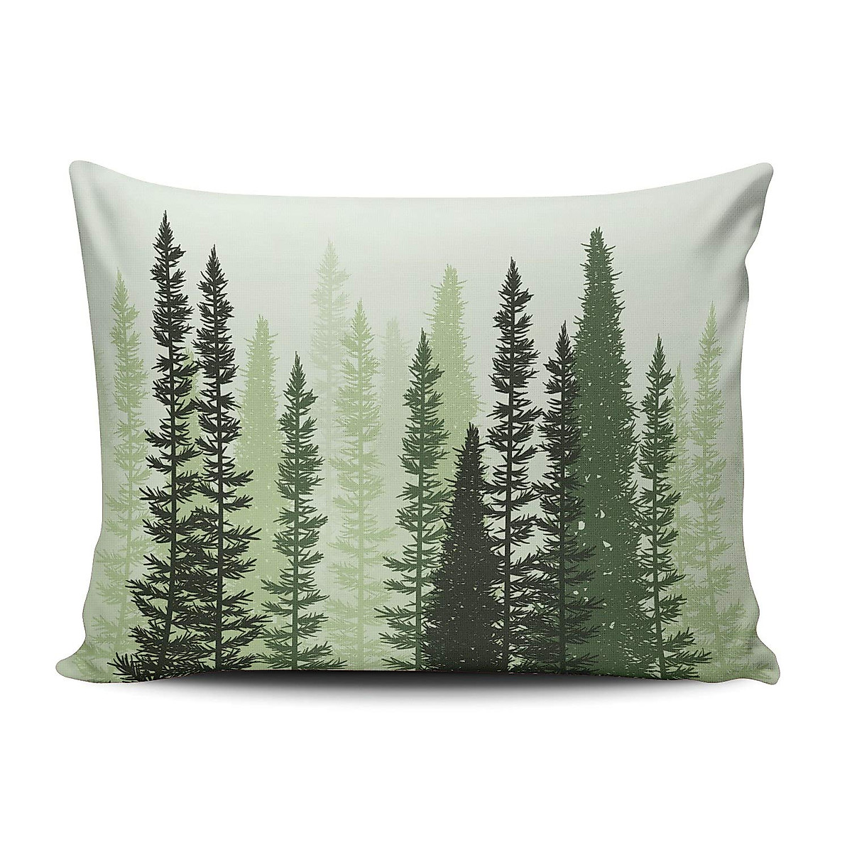Healbrighting Pillow Cases Forest Green Summer Woods Evergreen Coniferous Trees Home Decorative Pillowcase Standard 20 x 26 Inch One Side Pattern Throw Pillow Covers