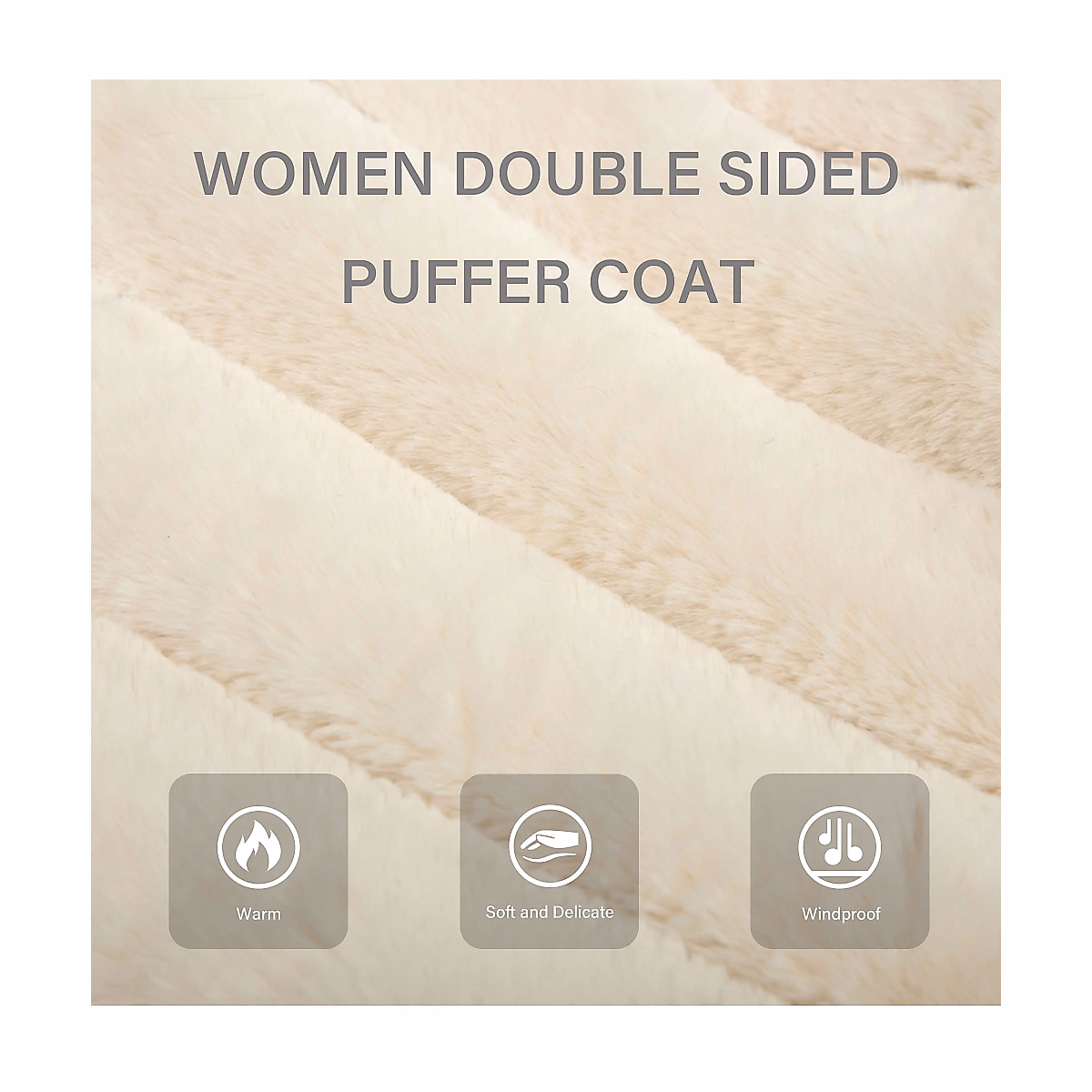 Bellivera Women Double Sided Faux Fur Jacket Reversible Winter with Fur Collar Hood Puffer Coat Worn on Both Sides 19225 White L