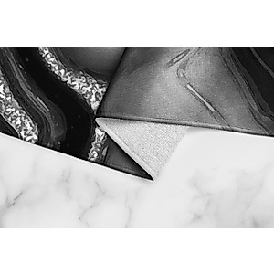 Black and Silver Marble Print Hand Towel - Faux Agate Print Kitchen Towel - Bathroom Hand Towel - Cotton Terry Cloth - 15"x25"