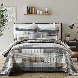 Y-PLWOMEN Queen Quilt Bedding Set 100% Cotton Lightweight Quilts Queen Size, Cozy Quilt for Queen Bed, Reservible Queen Bedspread Soft Queen Quilt Set for All Season, 3-Pieces
