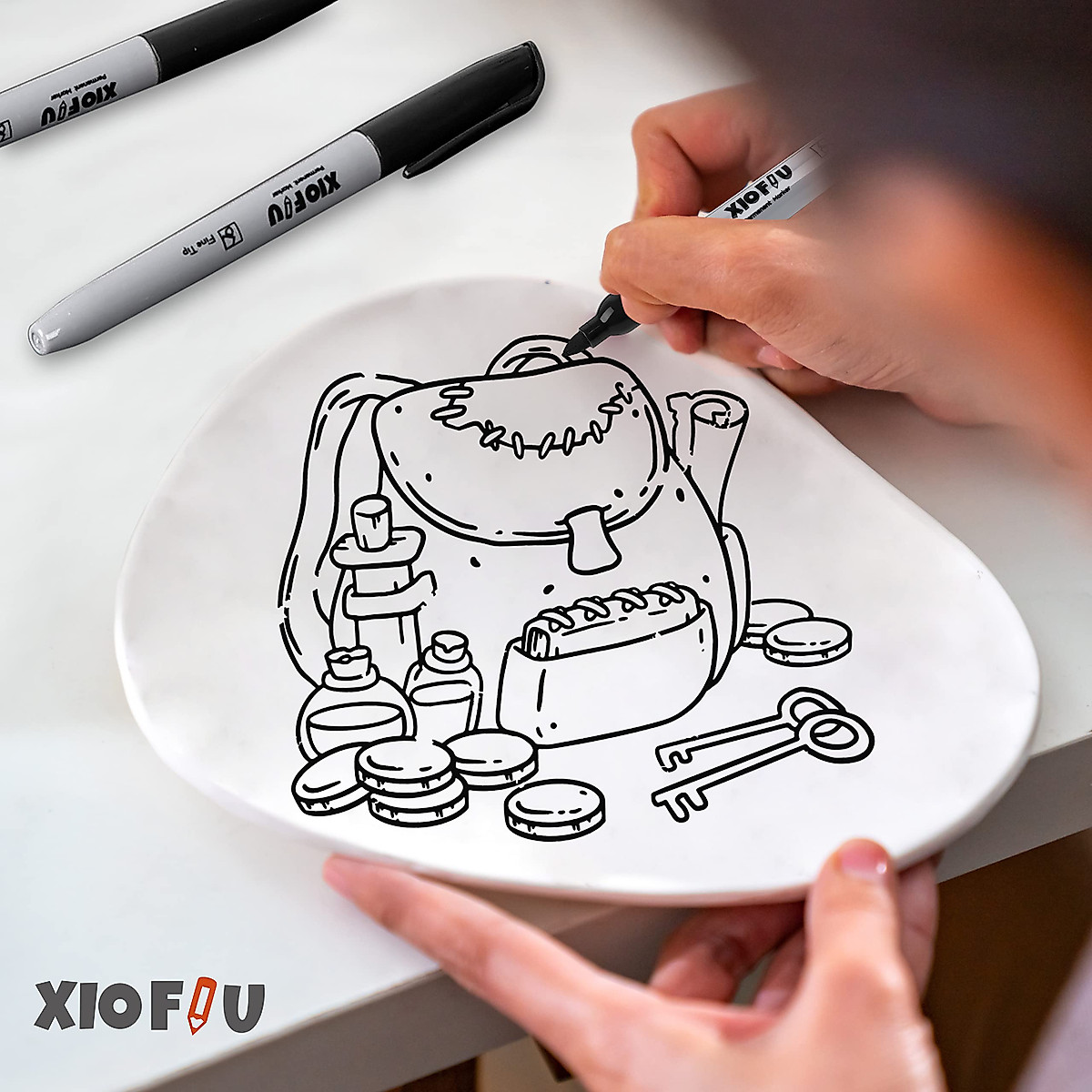 XioFiu Permanent Markers Bulk, 36 Pack Black Permanent Marker Set, Fine Tip, Waterproof Markers, Premium Smear Proof Pens, Waterproof, Quick Drying, Office Supplies for School, Office, Home