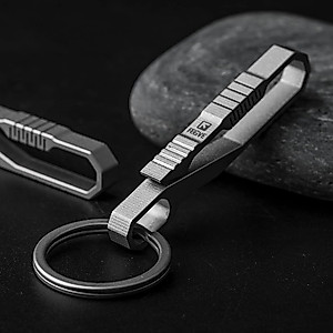 TISUR Keychain Clip, Titanium Key Holder with Detachable Keyring for pants, Key Accessory, Gifts for Men Women (25mm Ti Ring)