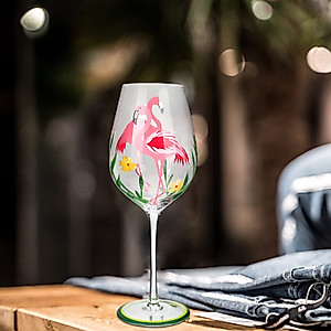 Flamingo Painted Wine Glasses Hand- Painted Wine Cup Glass Drinking Cup Juice Goblets Beverage Milk Shake Glasses Cup Birthday Gift for Friends Sangria Glasses